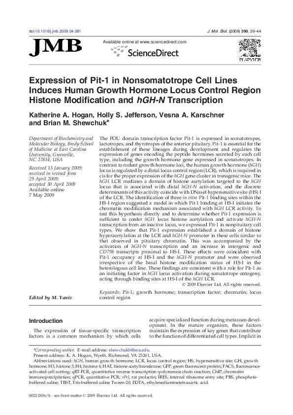(PDF) Expression of Pit-1 in Nonsomatotrope Cell Lines Induces Human ...