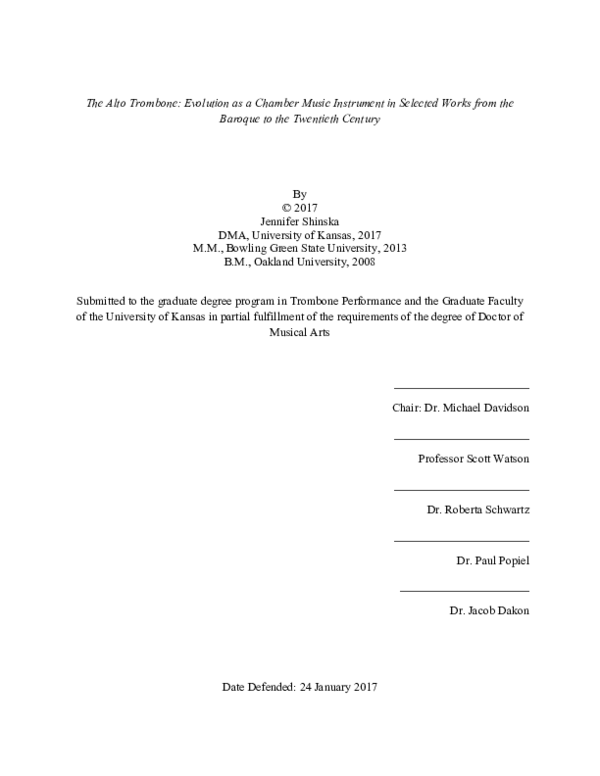 (PDF) The Alto Trombone: Evolution as a Chamber Music Instrument in ...