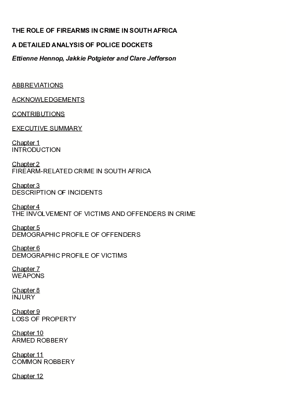 (PDF) The Role of Firearms in Crime in South Africa: A Detailed ...