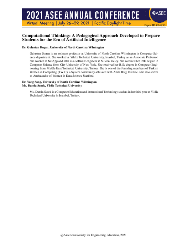 Pdf Computational Thinking A Pedagogical Approach Developed To
