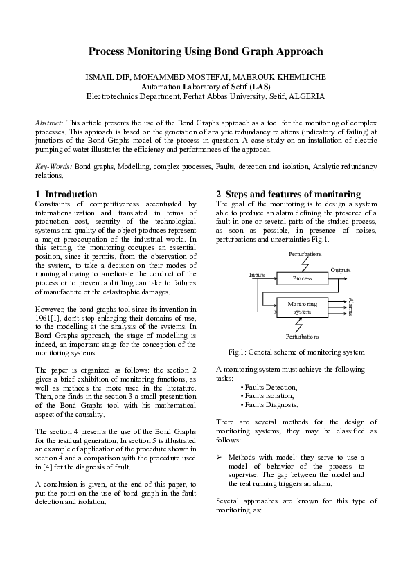 (PDF) Process monitoring using bond graph approach