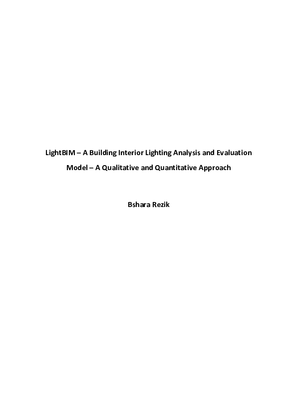 (PDF) LightBIM - A Building Interior Lighting Analysis and Evaluation Model - A Qualitative and ...