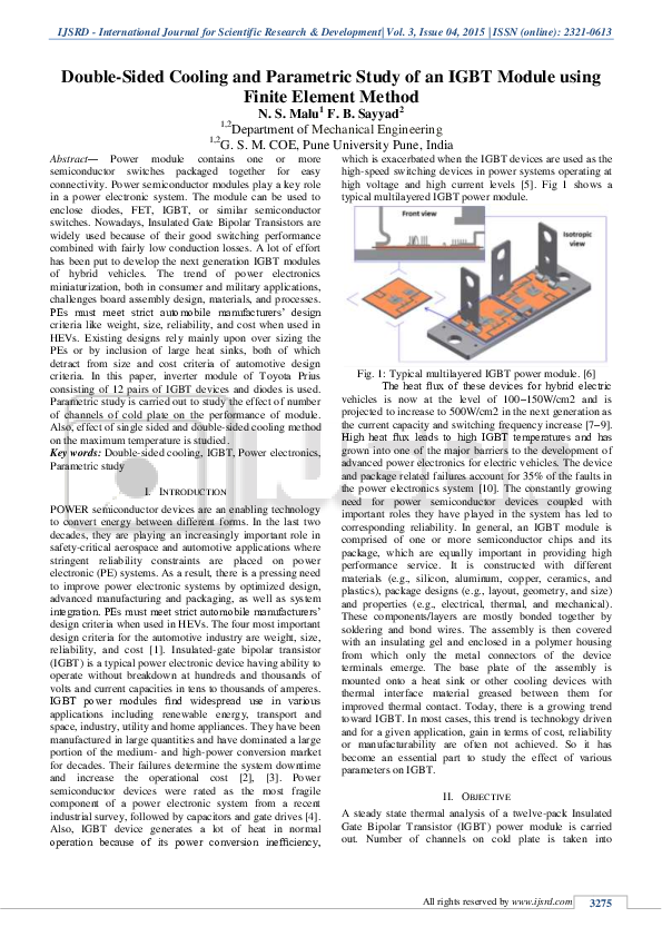 (PDF) Double-Sided Cooling and Parametric Study of an IGBT Module using ...