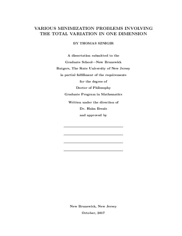 Pdf Various Minimization Problems Involving The Total Variation In One Dimension