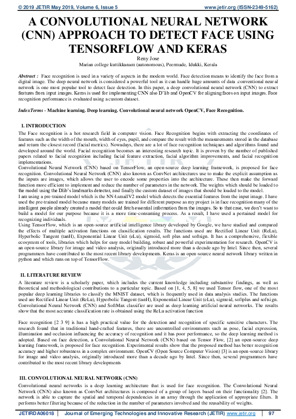 (PDF) A Convolutional Neural Network (CNN) Approach to Detect Face ... (PDF) A Convolutional Neural Network (CNN) Approach to Detect Face ...
