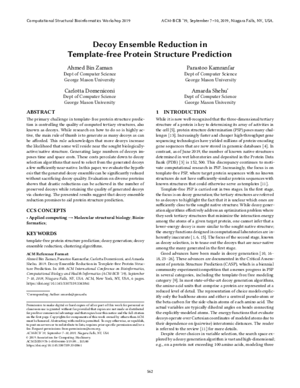 (PDF) Decoy Ensemble Reduction in Template-free Protein Structure ...