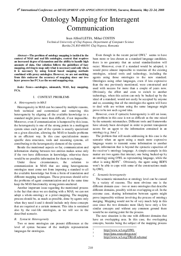 (PDF) Ontology Mapping for Interagent Communication