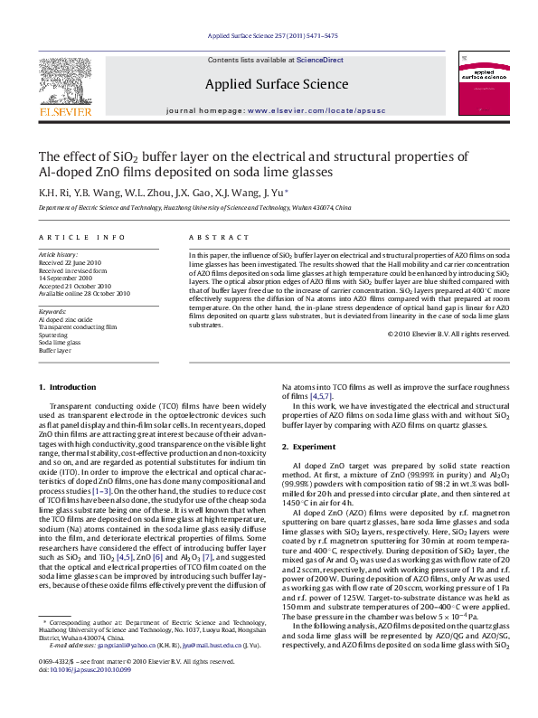 Pdf The Effect Of Sio2 Buffer Layer On The Electrical And Structural