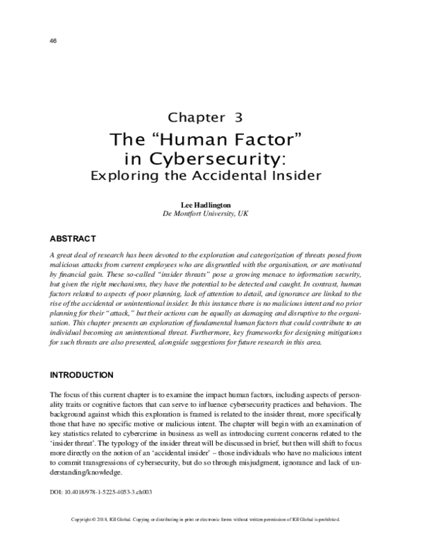 (PDF) The human factor in cyber security