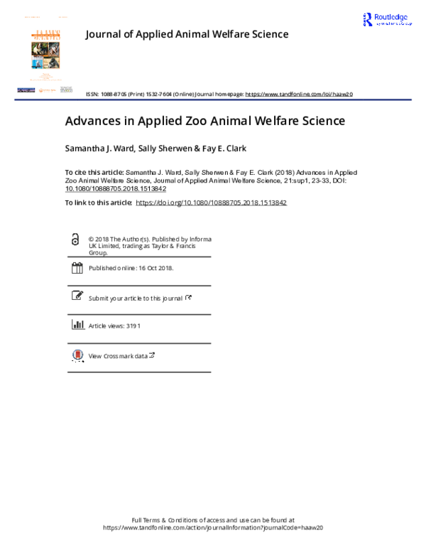 (PDF) Advances in Applied Zoo Animal Welfare Science