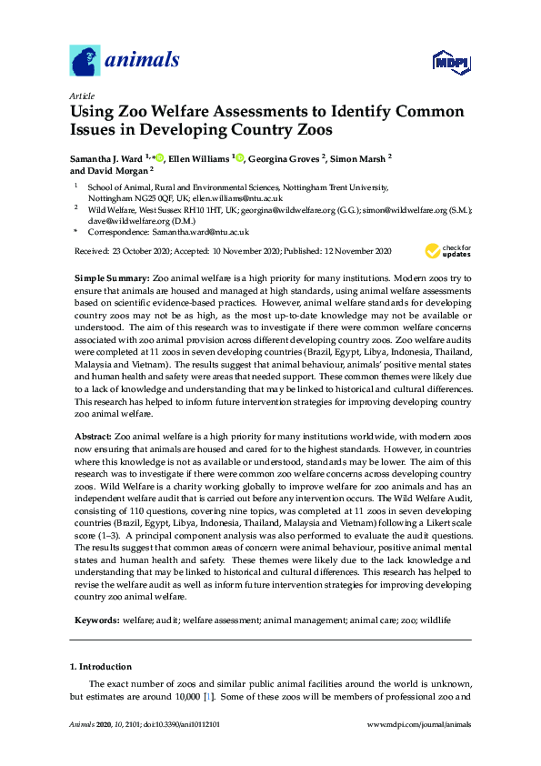 (PDF) Using Zoo Welfare Assessments to Identify Common Issues in ...