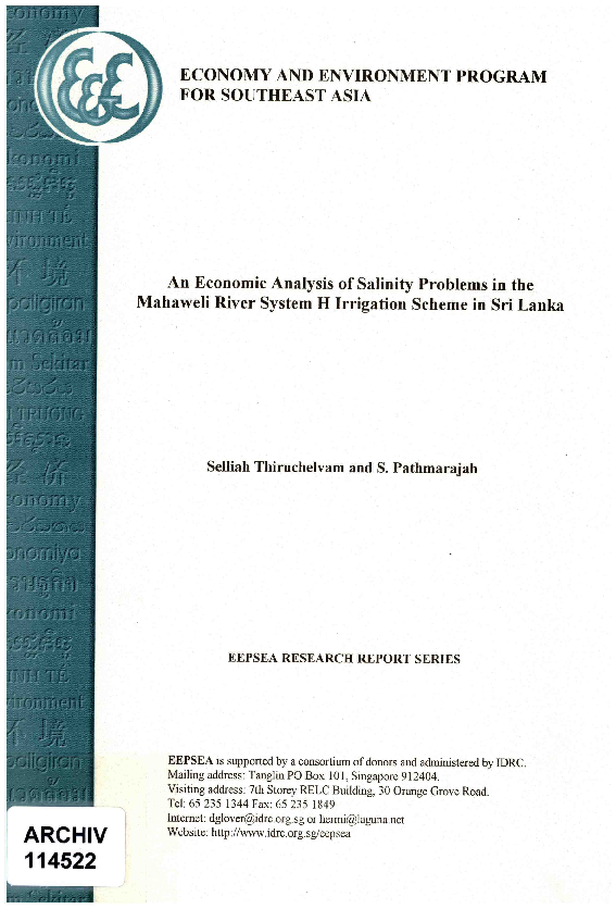 (PDF) An economic analysis of salinity problems in the Mahaweli River ...