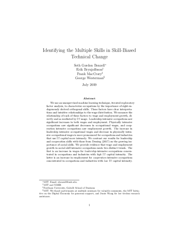 (PDF) Identifying the Multiple Skills in Skill-Biased Technical Change