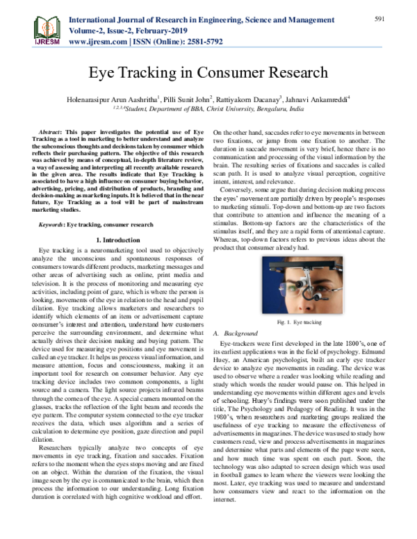 (PDF) Eye Tracking in Consumer Research