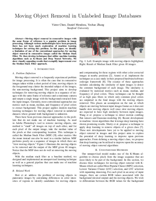 (PDF) Moving Object Removal in Unlabeled Image Databases