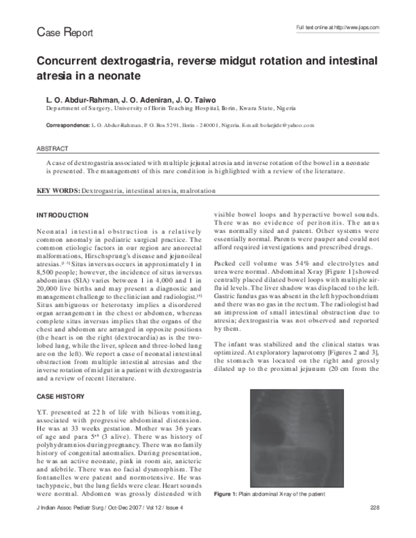 (PDF) Concurrent dextrogastria, reverse midgut rotation and intestinal ...