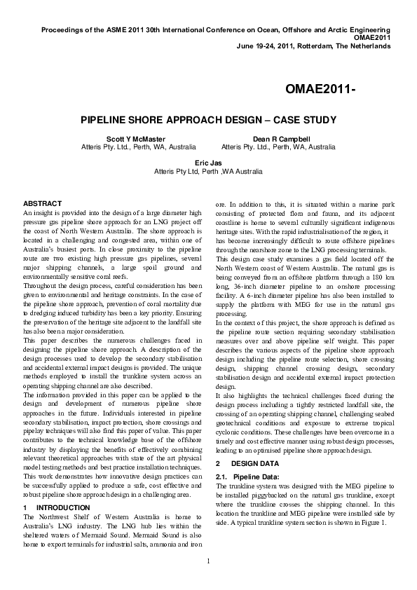 (PDF) Pipeline Shore Approach Design: Case Study