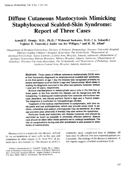 (PDF) Diffuse Cutaneous Mastocytosis Mimicking Staphylococcal Scalded ...