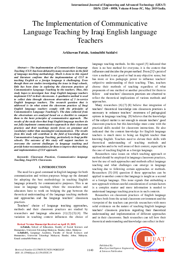 (PDF) The implementation of Communicative Language Teaching in primary ...