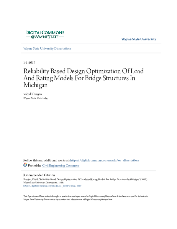 Pdf Reliability Based Design Optimization Of Load And Rating Models For Bridge Structures In