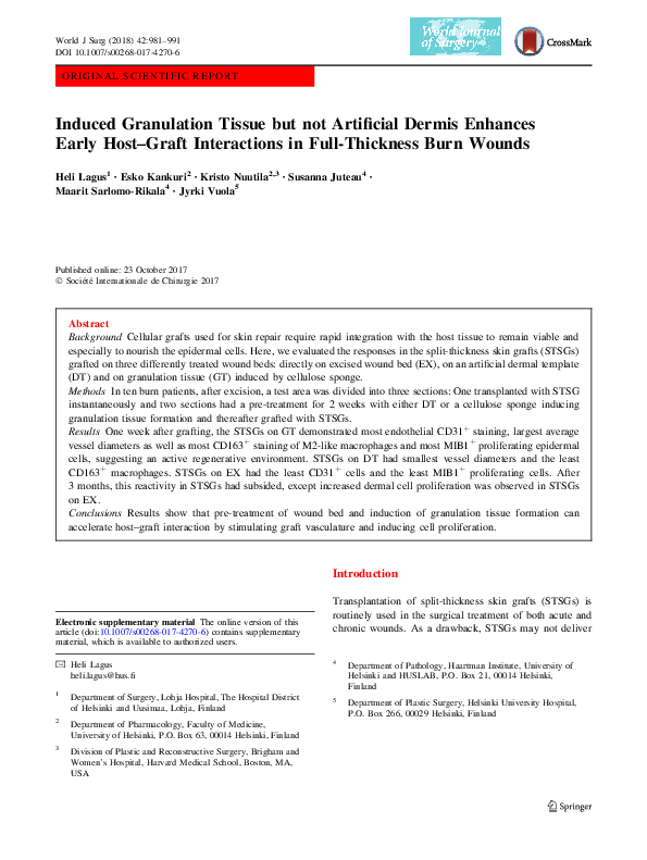 (PDF) Induced Granulation Tissue but not Artificial Dermis Enhances ...