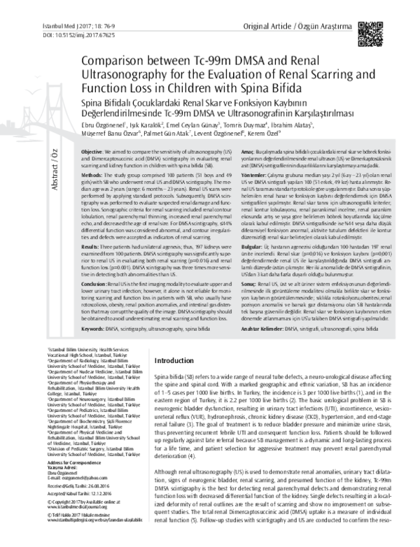 (PDF) Comparison between Tc-99m DMSA and Renal Ultrasonography for the ...