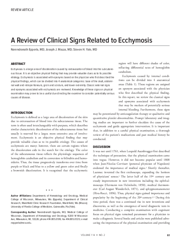 (PDF) A Review of Clinical Signs Related to Ecchymosis | Narendranath ...