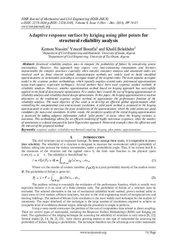 (PDF) Kriging-Based Adaptive Response Surface for Structural Reliability