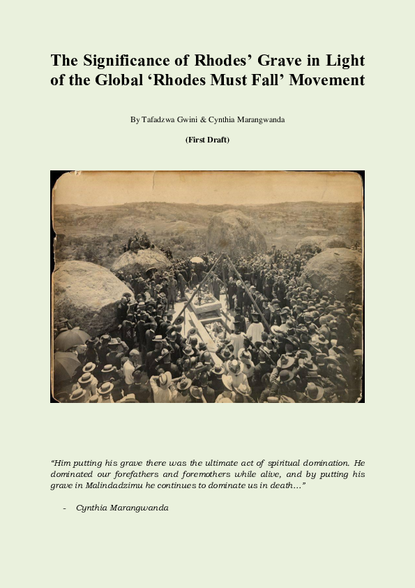 (PDF) The Significance of Rhodes Grave in Light of the Global Rhodes ...