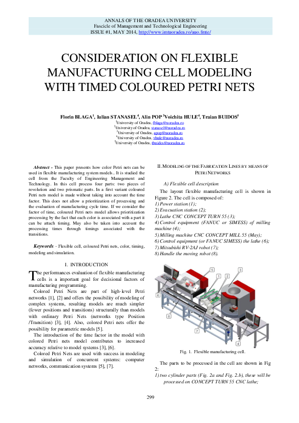 (PDF) Consideration on Flexible Manufacturing Cell Modeling with Timed Coloured Petri Nets