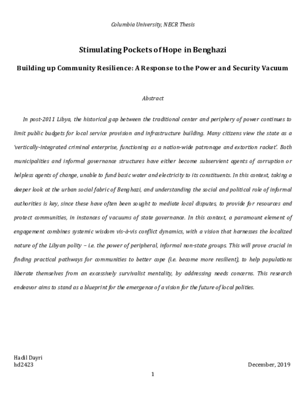 (PDF) Stimulating Pockets of Hope in Benghazi Building up Community ...