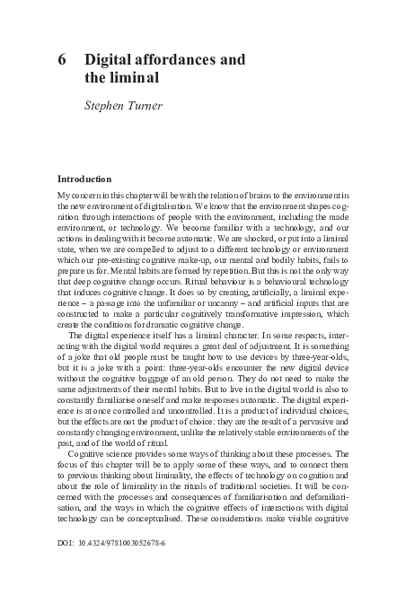 (PDF) Digital affordances and the liminal