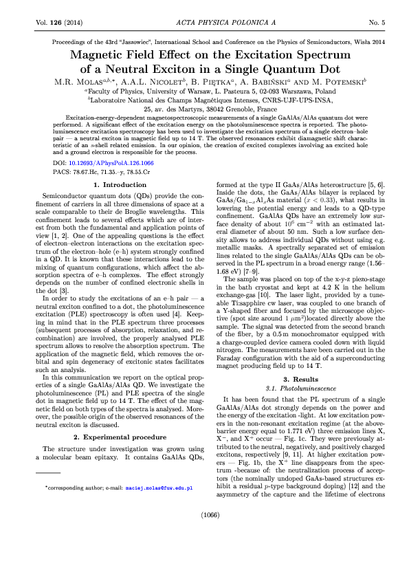 (PDF) Magnetic Field Effect on the Excitation Spectrum of a Neutral ...