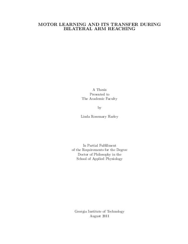 (PDF) Motor Learning and Its Transfer During Bilateral Arm Reaching