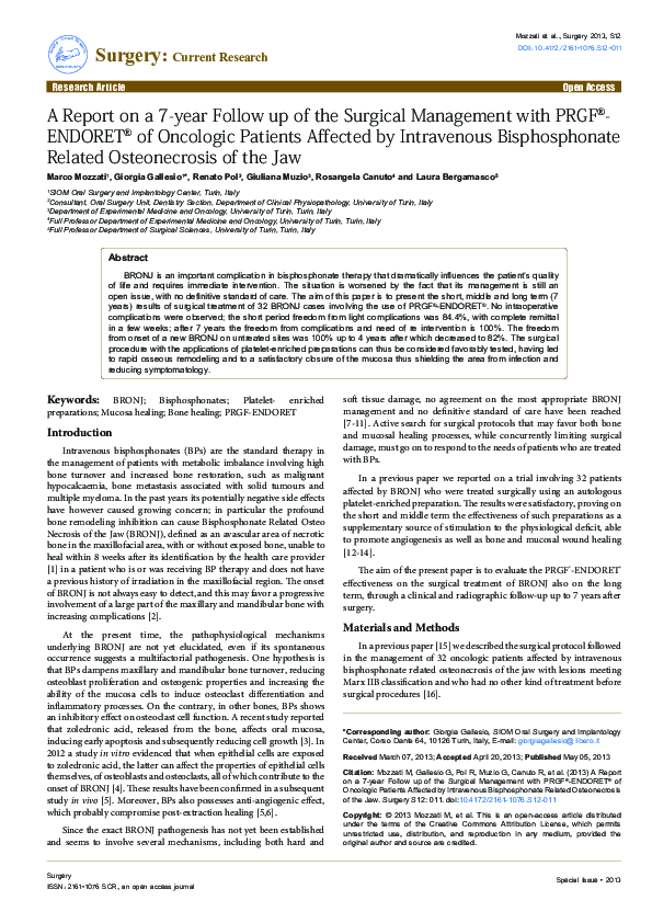 (PDF) A Report on a 7-year Follow up of the Surgical Management with ...