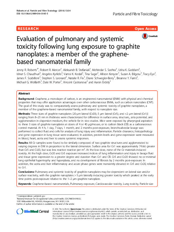 (PDF) Evaluation of pulmonary and systemic toxicity following lung ...