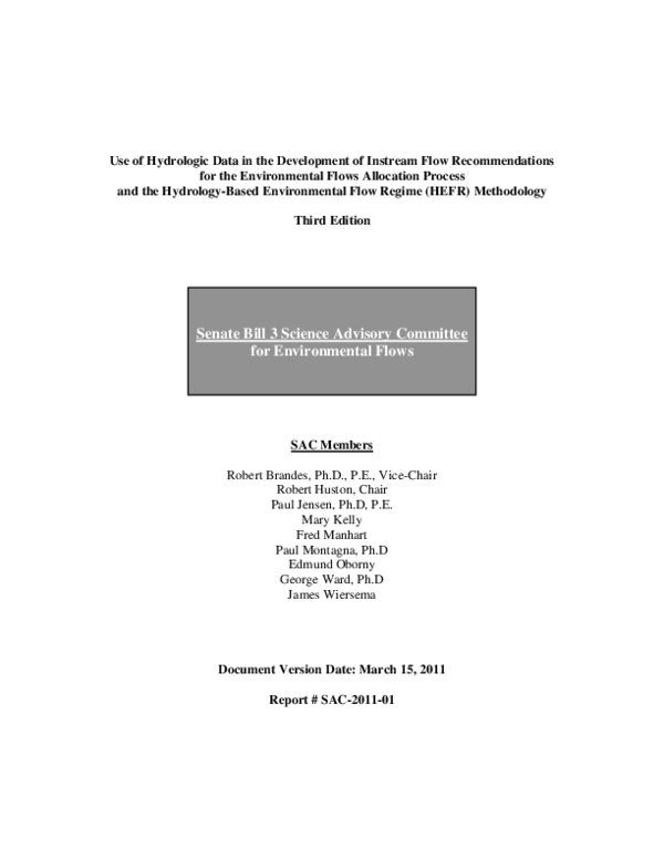 (PDF) Use of Hydrologic Data in the Development of Instream Flow ...