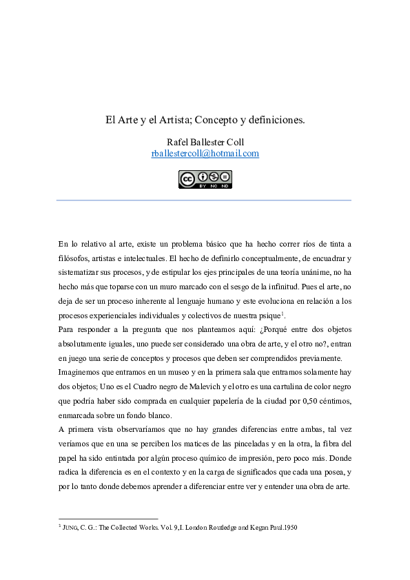 (PDF) El Arte y el Artista; Concepto y definiciones