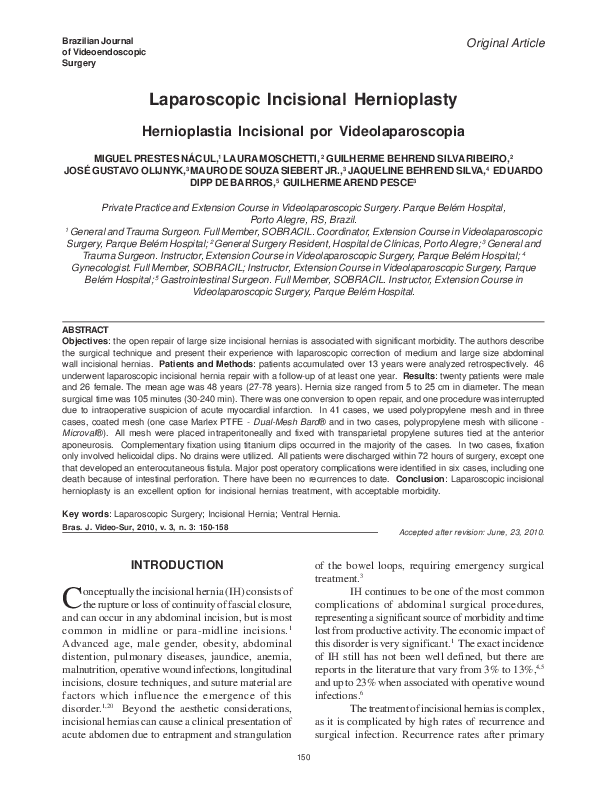 (PDF) Laparoscopic Incisional Hernioplasty Hernioplastia Incisional por ...