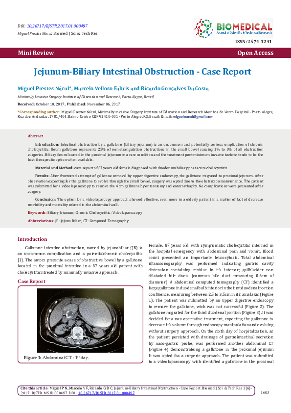 (PDF) Jejunum-Biliary Intestinal Obstruction - Case Report
