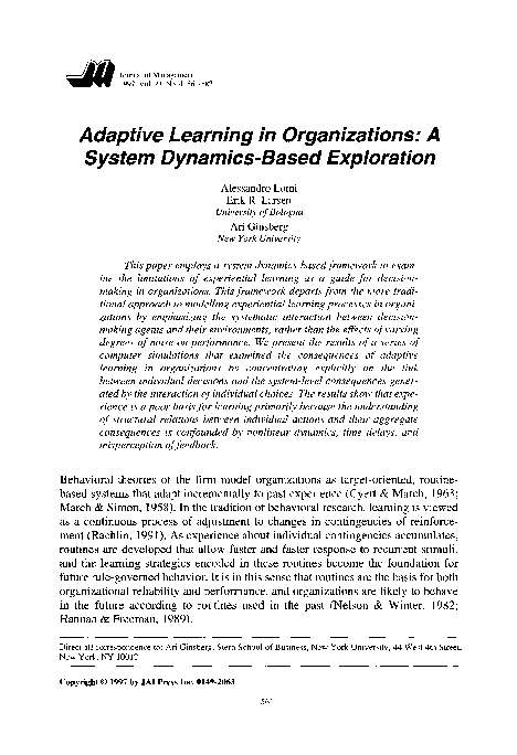 (PDF) Adaptive learning in organizations: A system dynamics-based ...