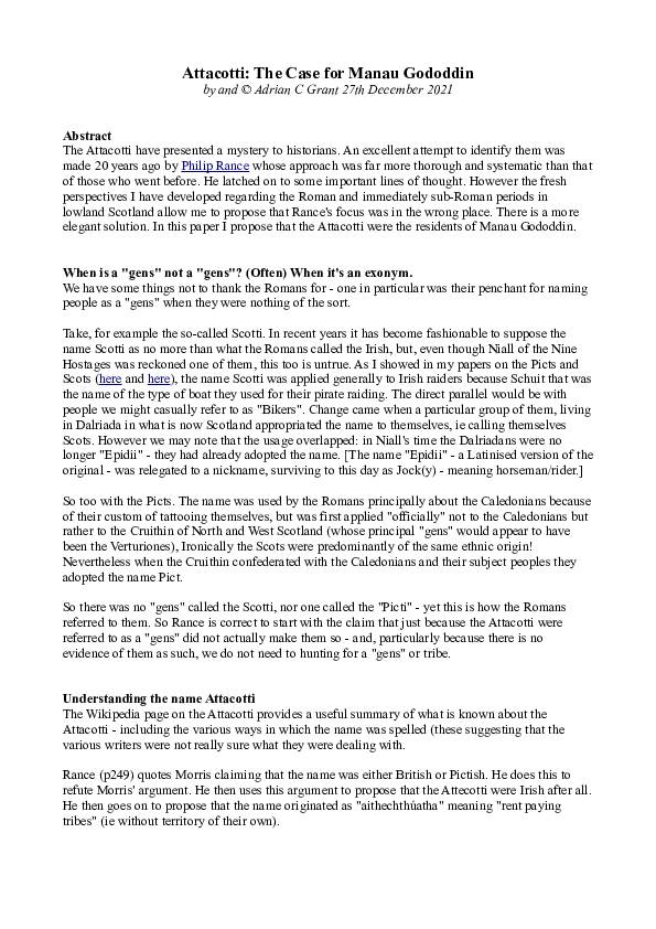 (PDF) Attacotti: The Case for Manau Gododdin