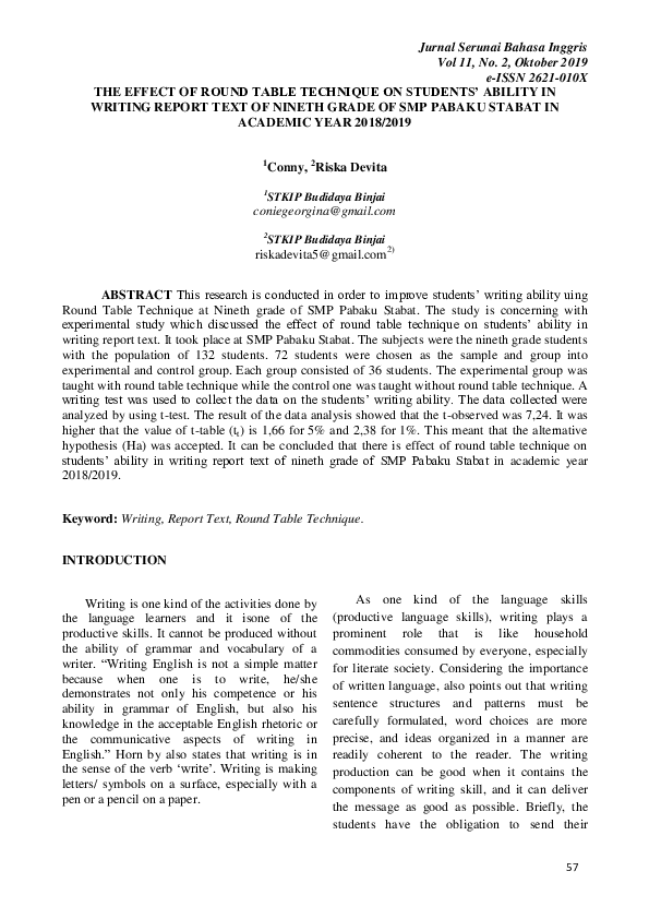 (PDF) The Effect of Round Table Technique On Students’ Ability In ...