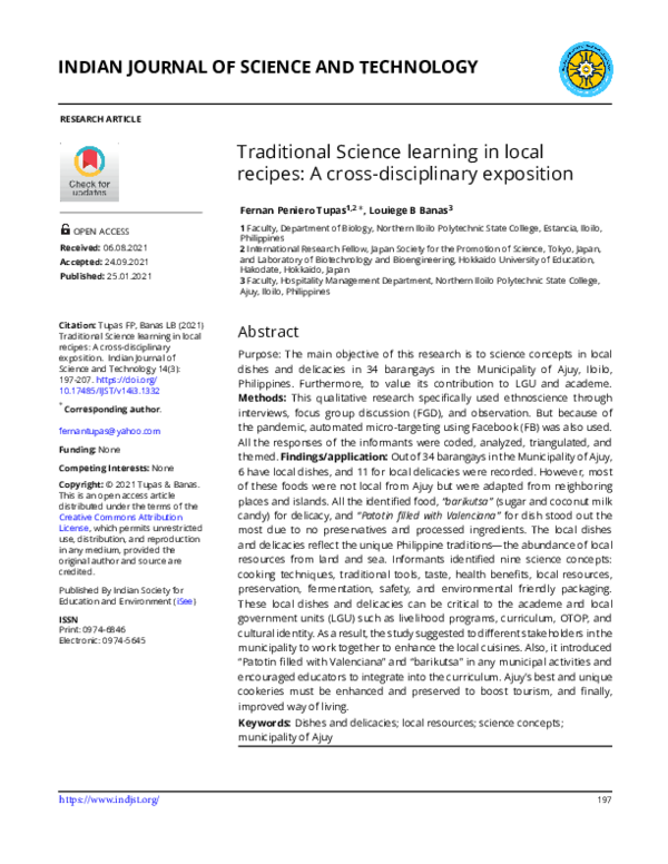 (PDF) Traditional Science learning in local recipes: A cross ...