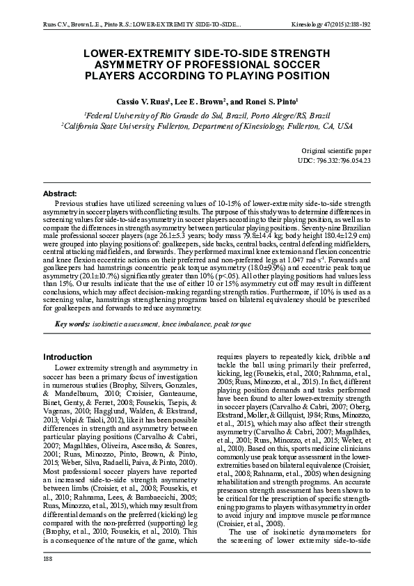 (PDF) Lower-Extremity Side-To-Side Strength Asymmetry of Professional ...