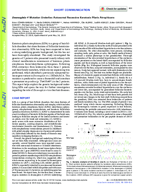 (PDF) Desmoglein 4 Mutation Underlies Autosomal Recessive Keratosis ...