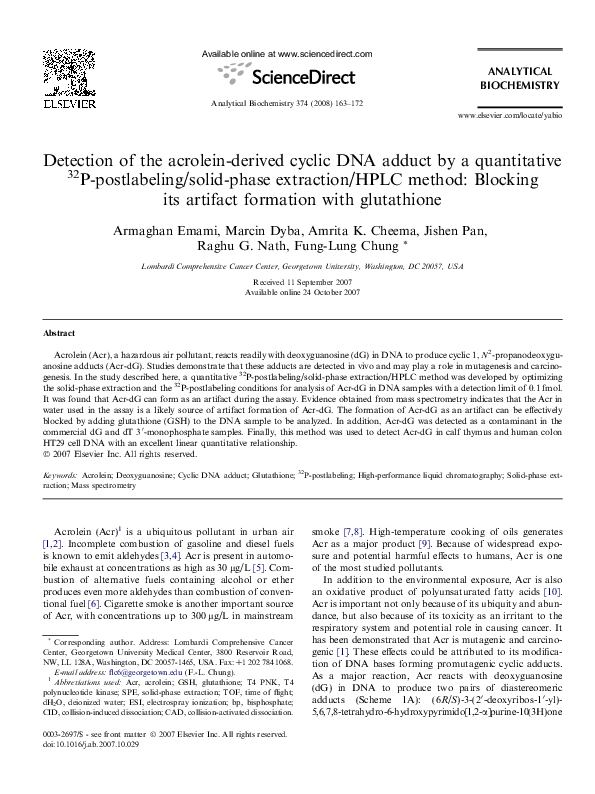 (PDF) Detection of the acrolein-derived cyclic DNA adduct by a ...