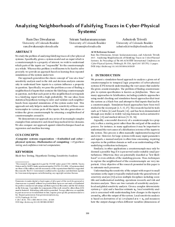 (PDF) Analyzing Neighborhoods of Falsifying Traces in Cyber-Physical Systems