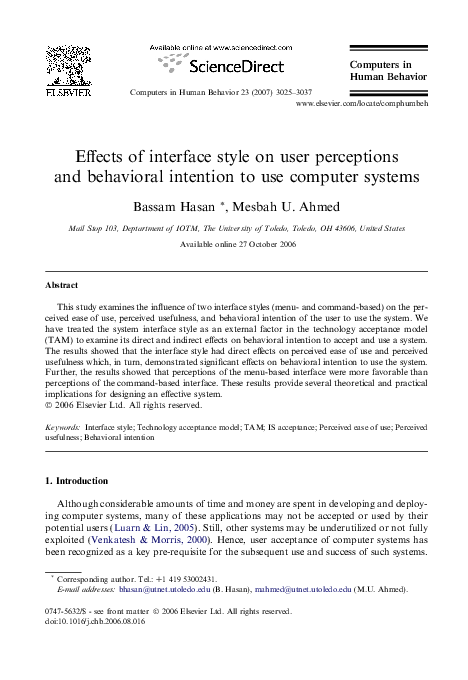 (PDF) Effects of interface style on user perceptions and behavioral ...