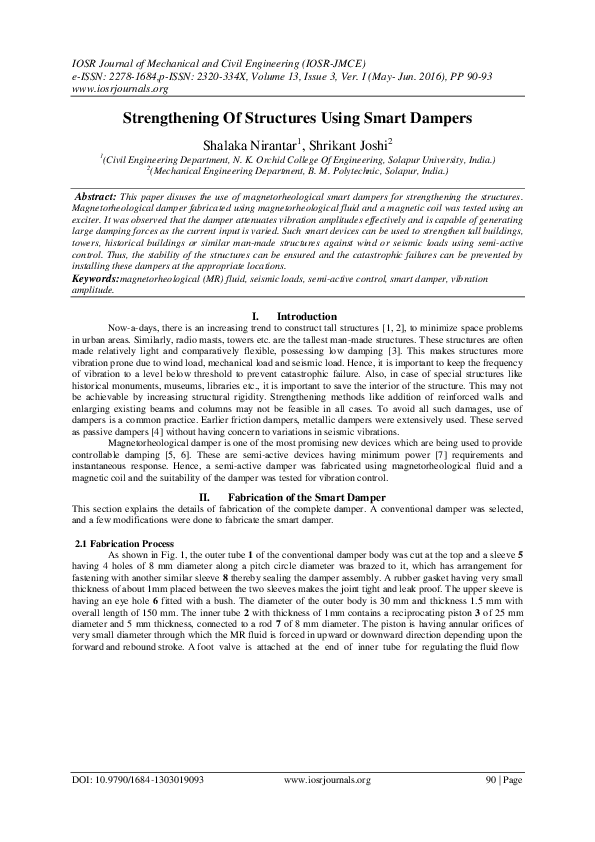 (PDF) Strengthening Of Structures Using Smart Dampers